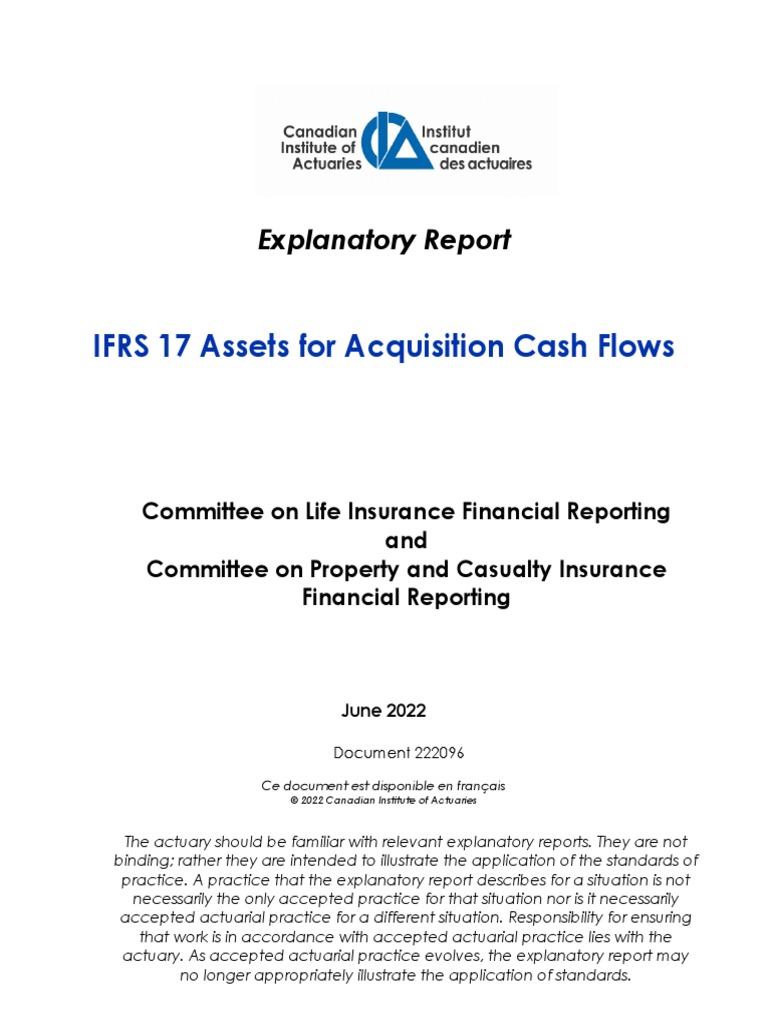 Ifrs 17 Assets For Acquisition Cash Flows Explanatory Report Pdf