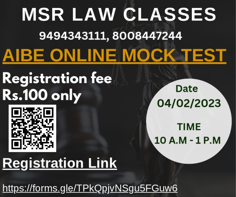 Aibe Mock Test MSR Law Classes | PDF