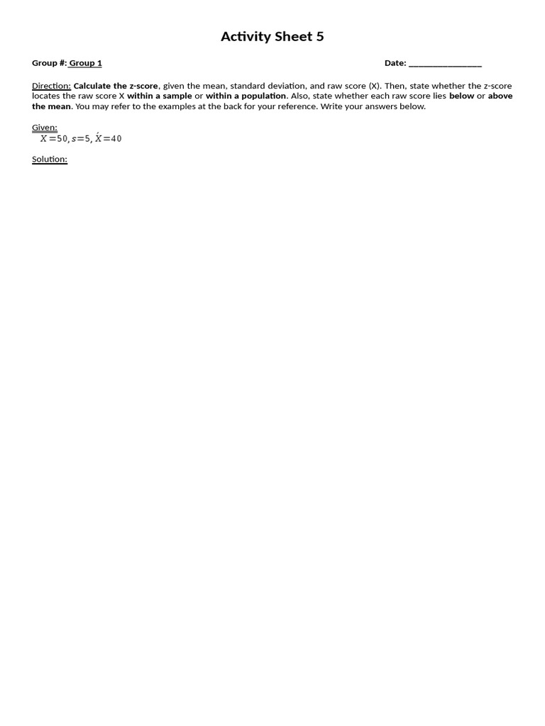 Activity Sheet 6 | PDF | Standard Score | Standard Deviation