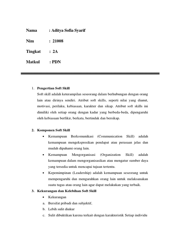 Contoh Soft Skill untuk Resume | PDF
