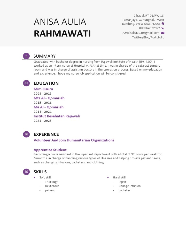 1121163 Anisa Aulia R CV | PDF