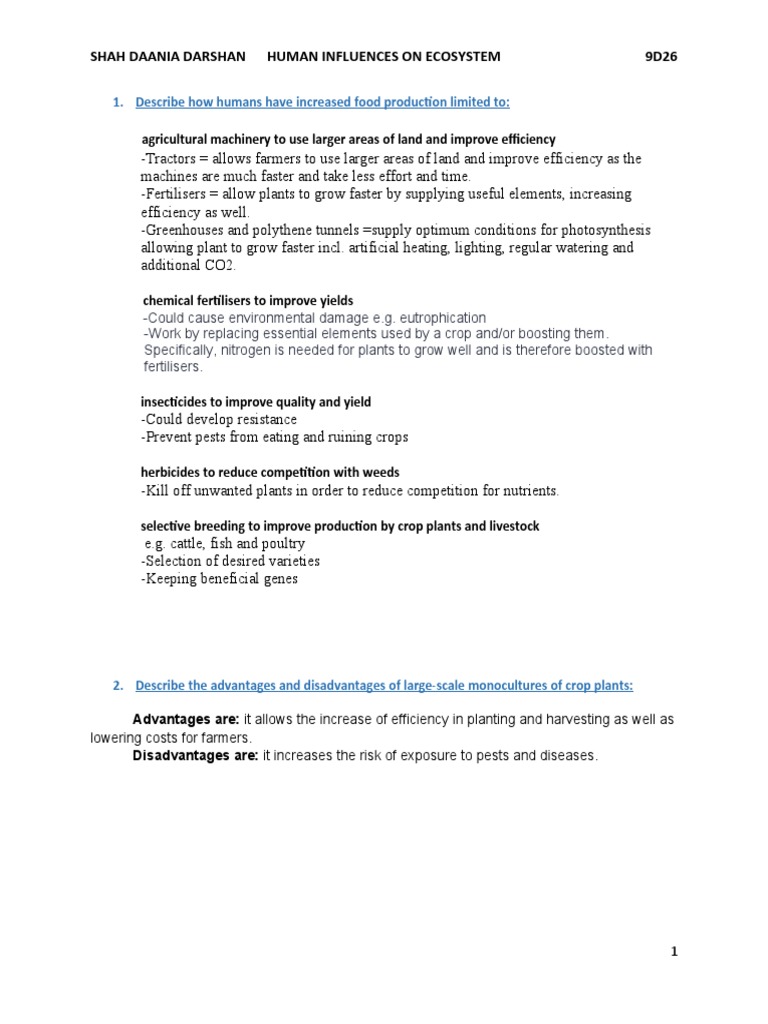Human Influences On Ecosystem | PDF