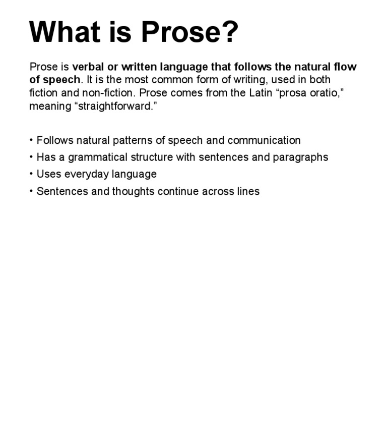 Understanding Prose: Definition and Meaning | PDF