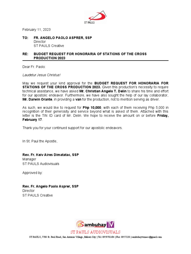 Budget Proposal - Honoraria | PDF