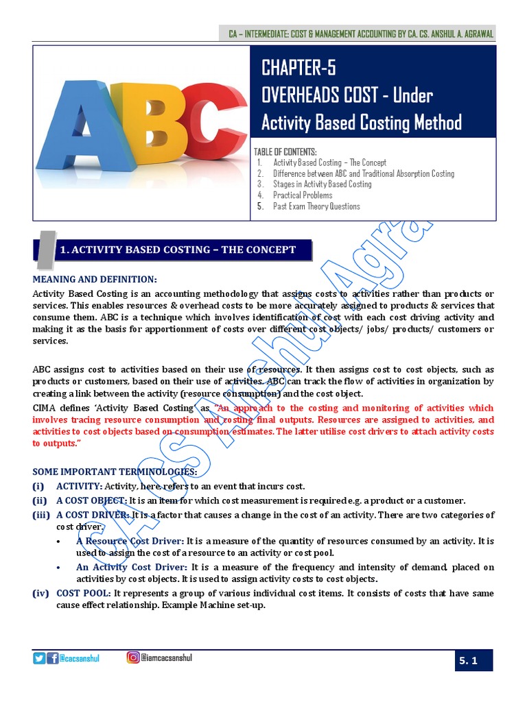 Chapter-5 Overheads Cost Under ABC Method | PDF | Cost | Management ...