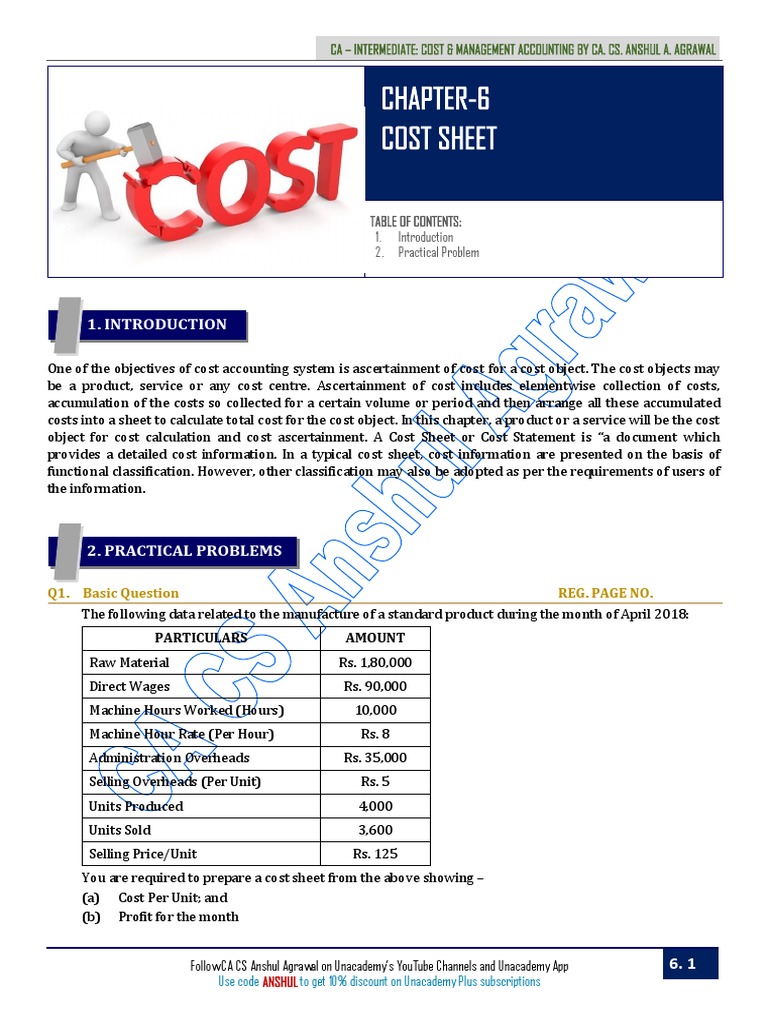Chapter-6 Cost Sheet | PDF | Cost Of Goods Sold | Cost