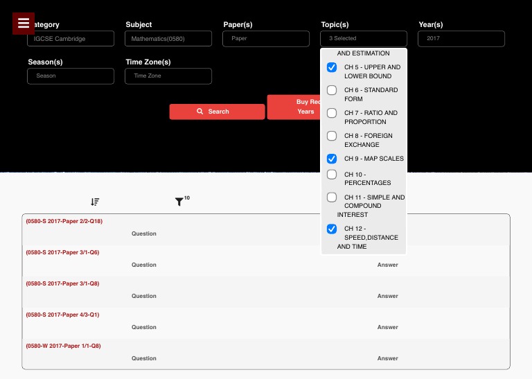 IGCSE CAMBRIDGE Topical Past Papers Exam-Mate | PDF
