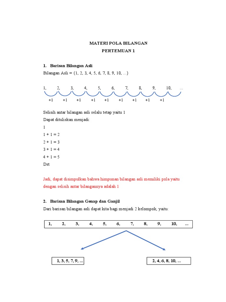 Materi Pola Bilangan Pertemuan 1 | PDF