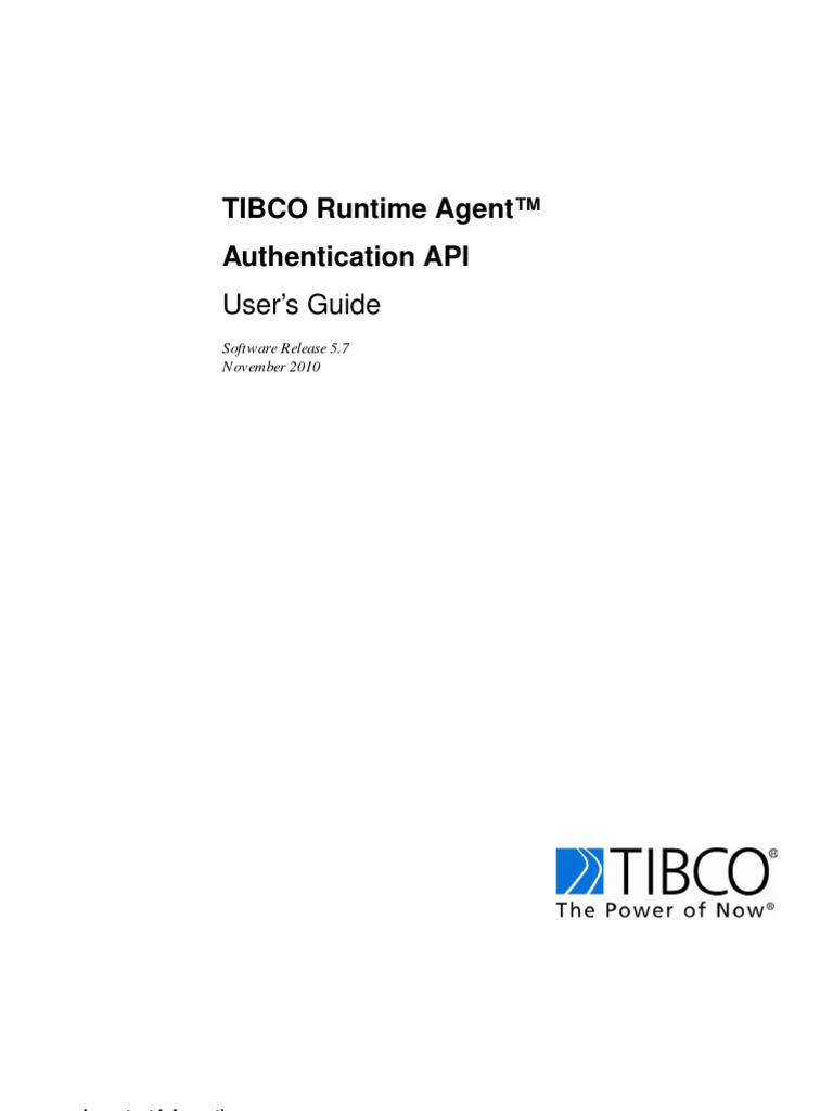 TIBCO Runtime Agent™ Authentication API: User's Guide | PDF | Application Programming Interface ...