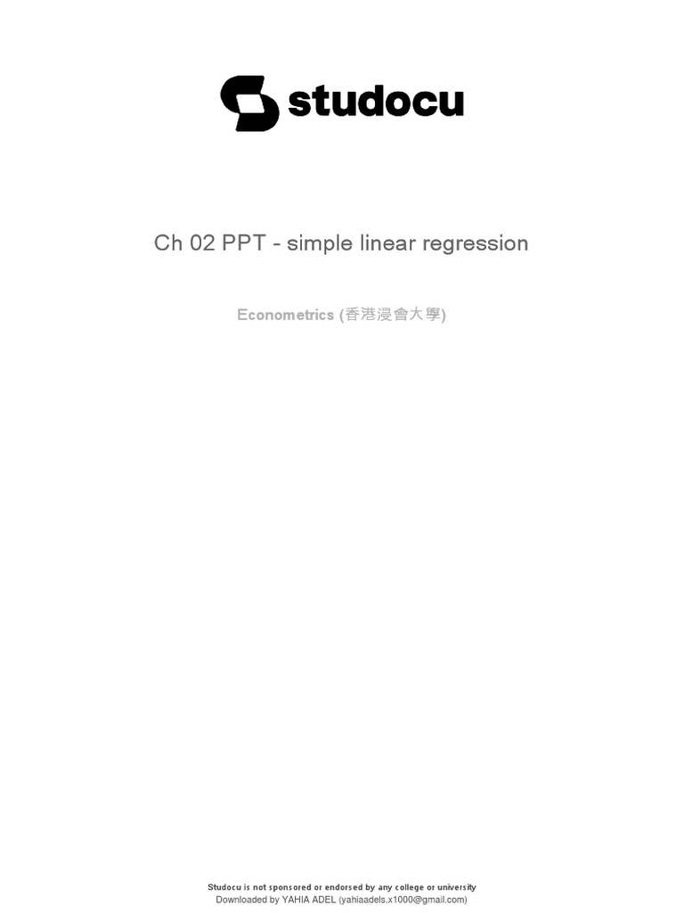 CH 02 PPT Simple Linear Regression | PDF | Ordinary Least Squares | Regression Analysis