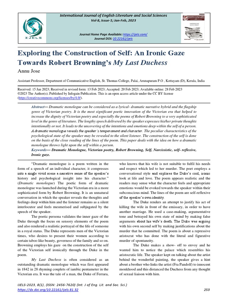 Exploring The Construction of Self: An Ironic Gaze Towards Robert ...