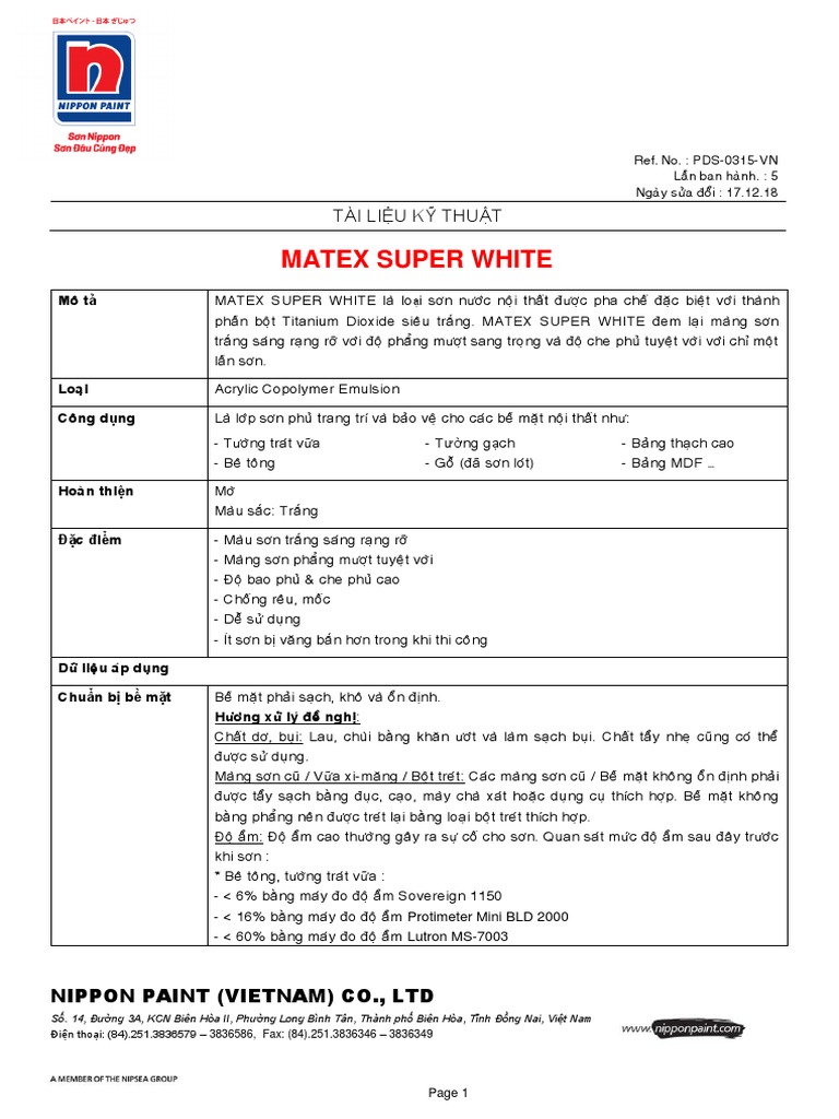 Matex Super White Spec Vnese | PDF