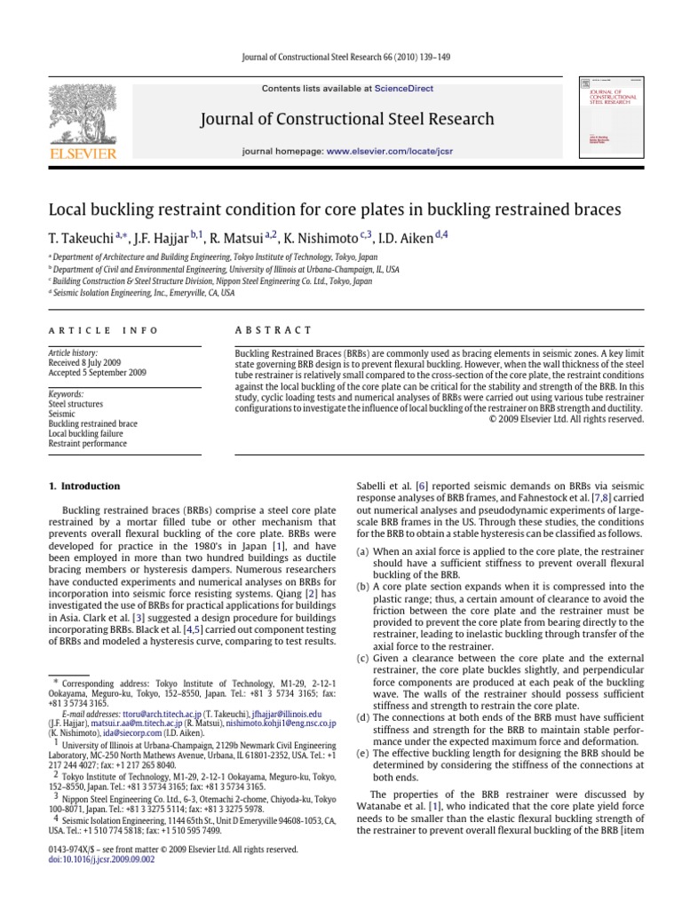 BRB Studies About The General Buckling | PDF | Buckling | Deformation (Engineering)