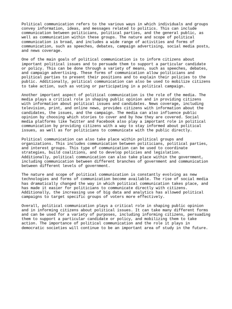 Understanding Political Communication | PDF | Political Campaigns ...