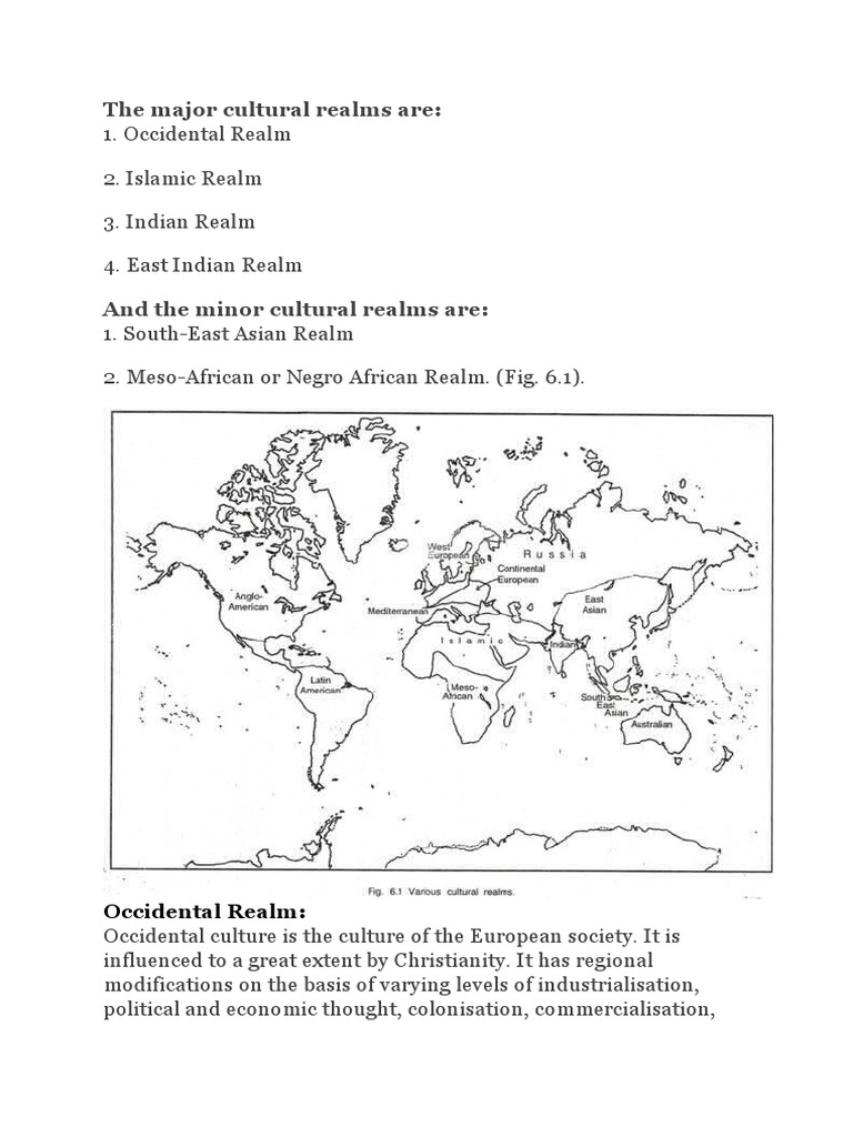 The Major Cultural Realms Are | PDF | Western World | Europe
