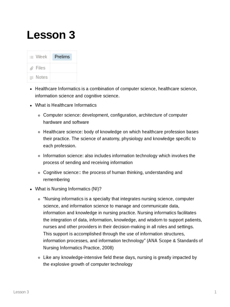 Lesson 3 | PDF | Health Informatics | Nursing