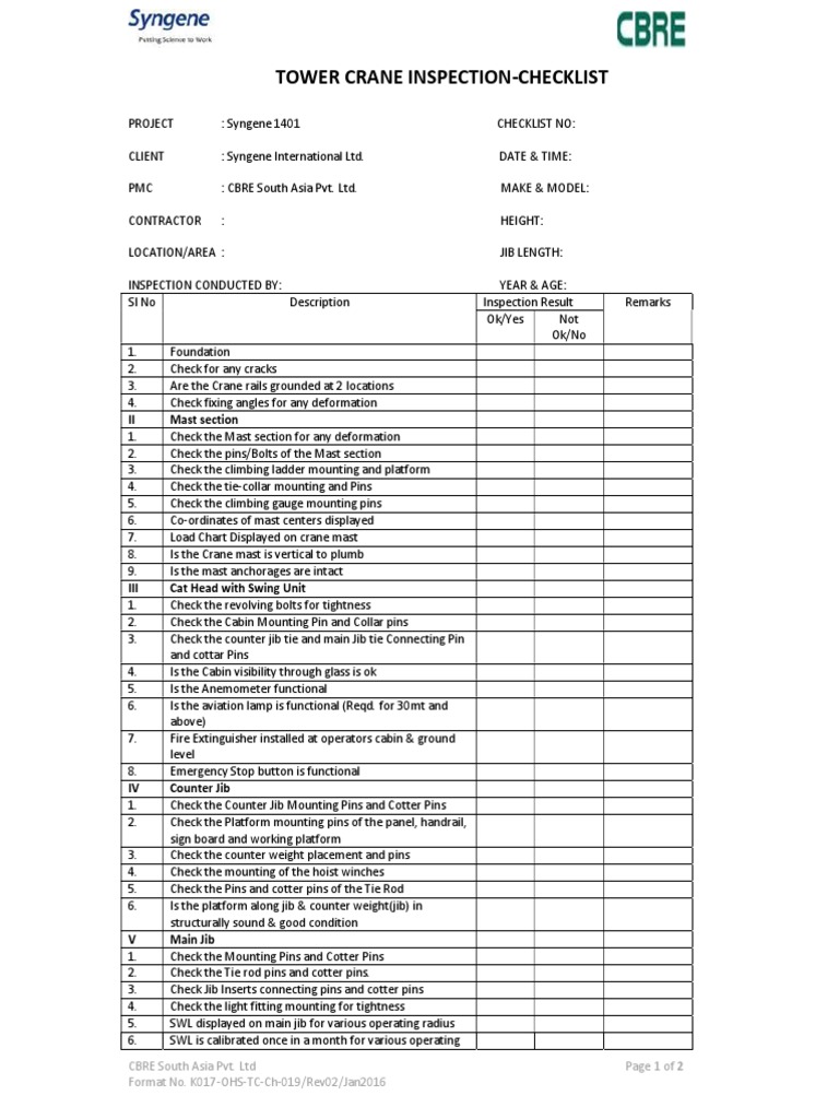 A Comprehensive Checklist for Ensuring Tower Crane Safety and ...