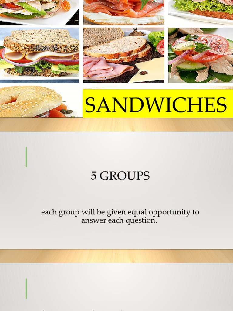 SANDWICHES For COOKERY GRADE 11 | PDF