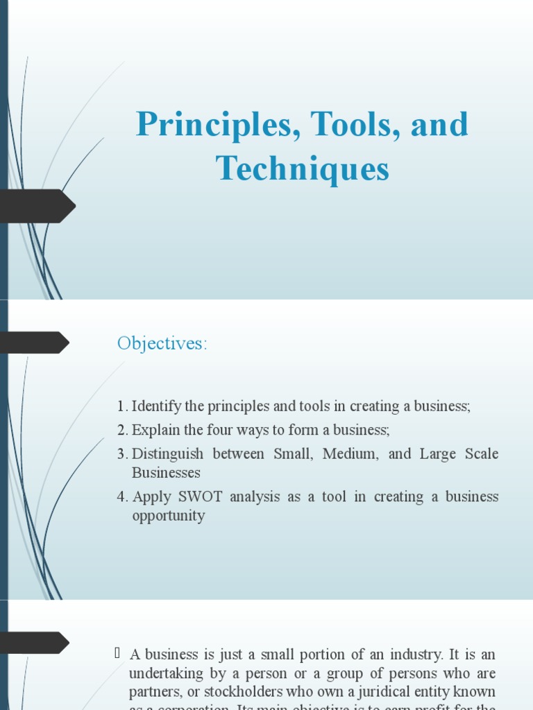 Principles, Tools, and Techniques | PDF | Partnership | Corporations