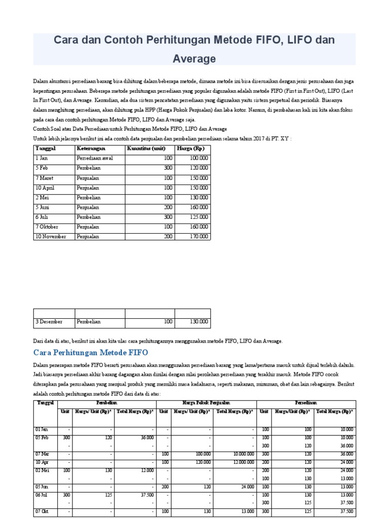 Metode Perhitungan Persediaan | PDF