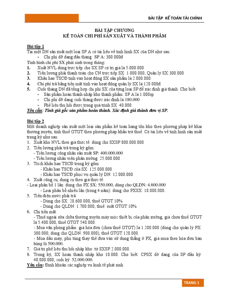 Bai Tap KTTC - CHUONG 5 | PDF