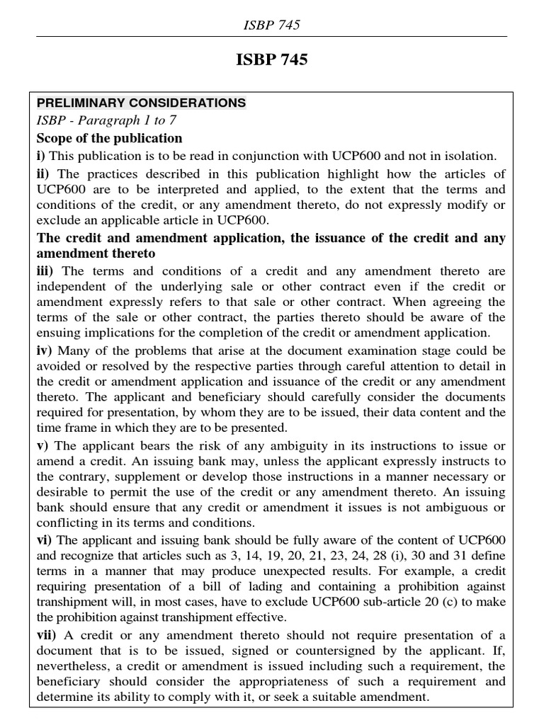 Isbp 745 | PDF | Signature | Bill Of Lading