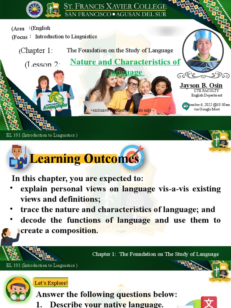 Chapter 1 Lesson 2 | PDF | Linguistics | Speech Chapter 1 Lesson 2 | PDF | Linguistics | Speech