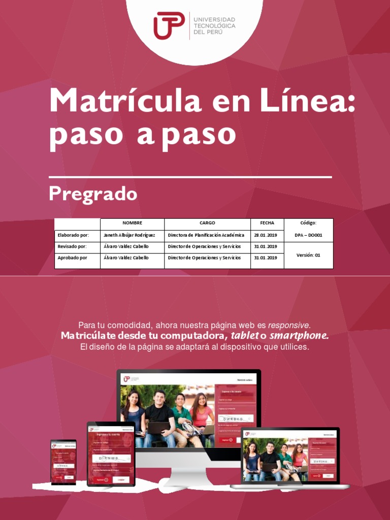 Dpa - Do001 Guia de Matricula en Linea Pregrado Presencial | PDF ...