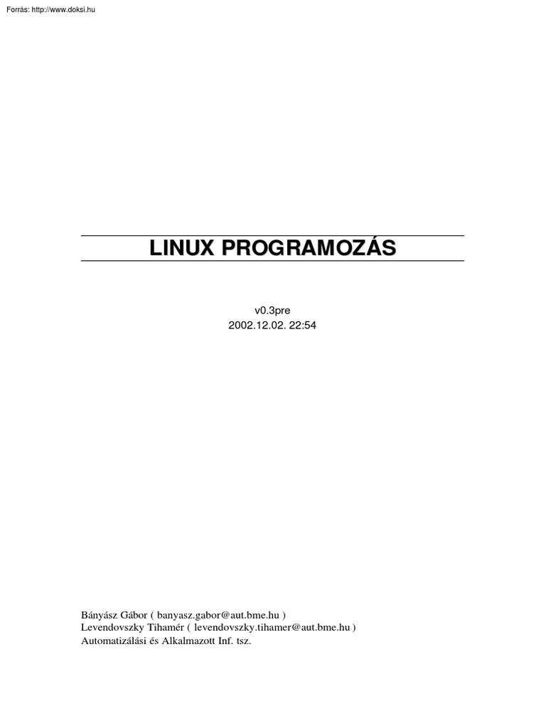 Bányász Gábor-Linux Programozas | PDF