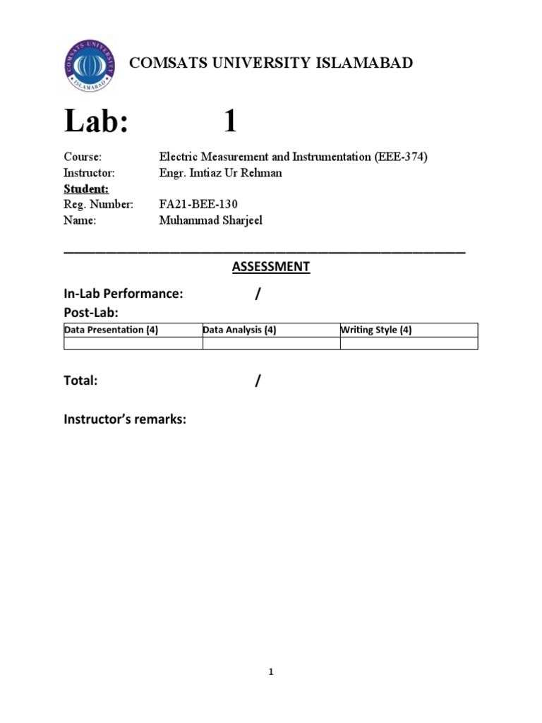 Emi Lab 1 | PDF | Electrical Impedance | Electrical Network