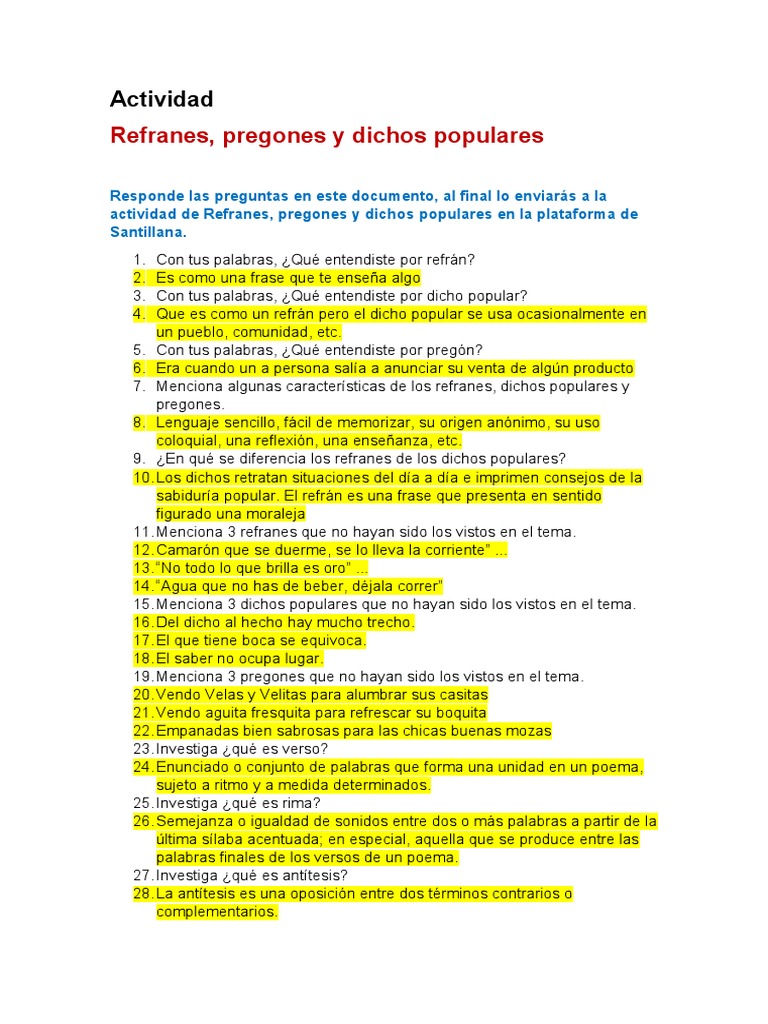 Act. Refranes | PDF