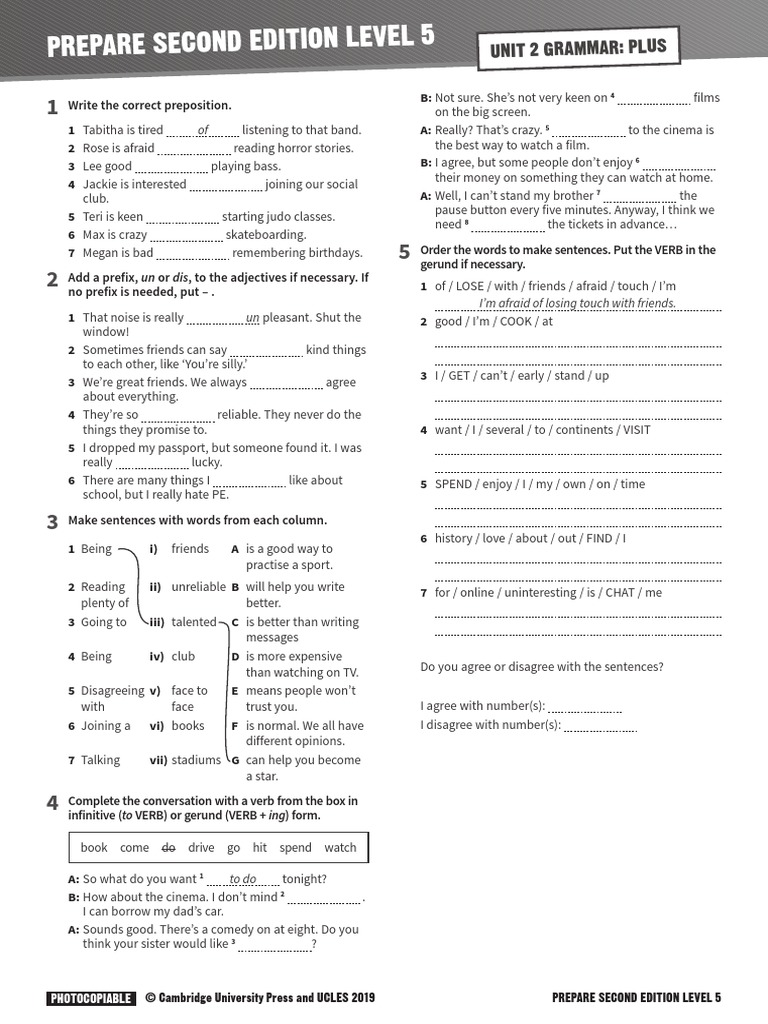 PREPARE 5 Grammar Plus Unit 02 | PDF | Morphology | Cognitive Science