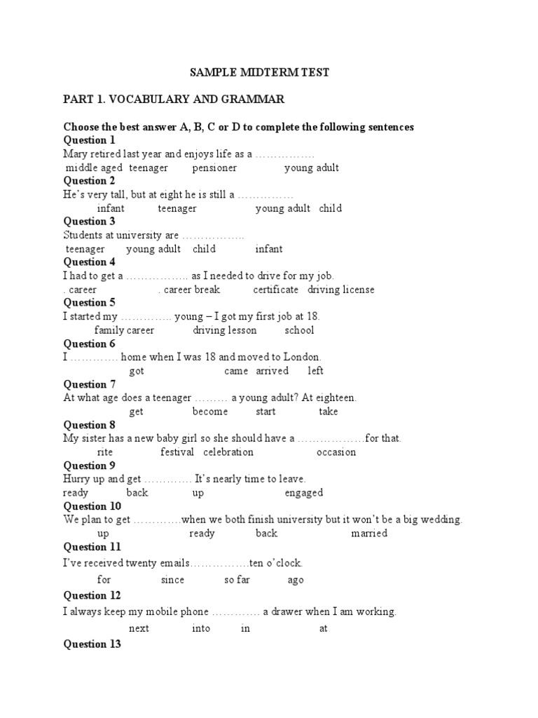 HP2 Test: Midterm Sample Questions | PDF