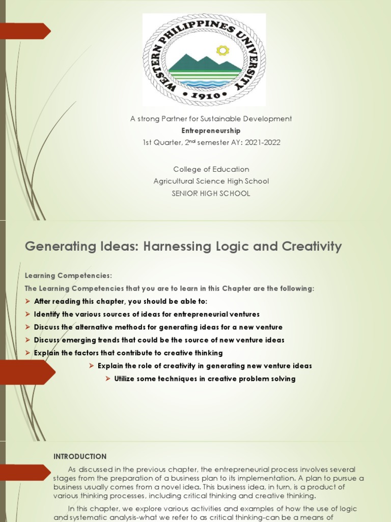 Entrep Chapter 2 Lesson | Download Free PDF | Entrepreneurship | Creativity