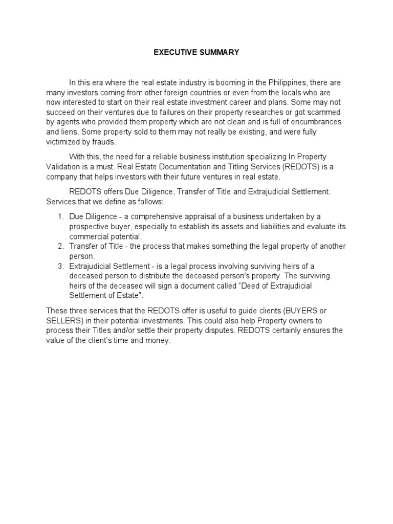 EXECUTIVE SUMMARY Draft | PDF | Law
