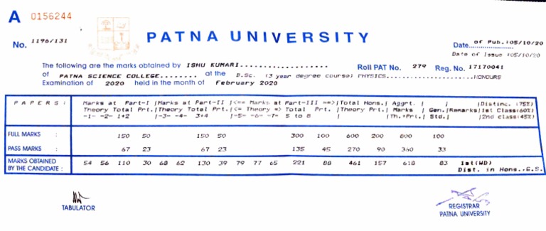 3rd Year Marksheet | PDF
