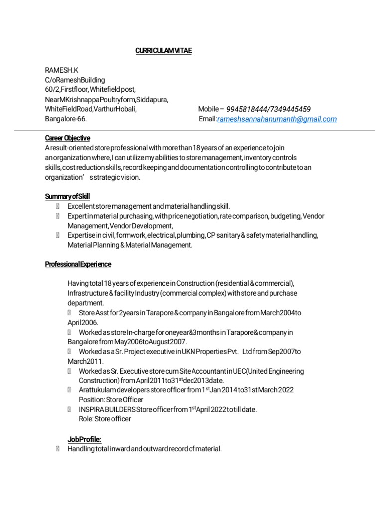 Ramesh CV | PDF