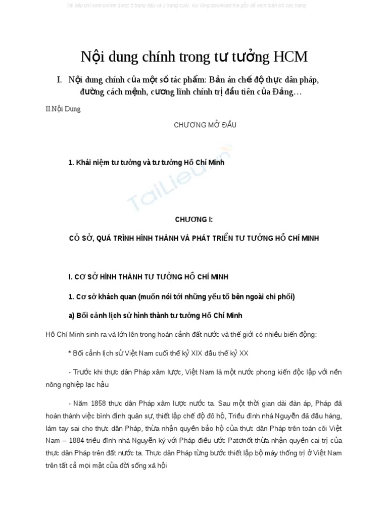 Bang Tom Tat Mon Tu Tuong HCM 6286 | PDF