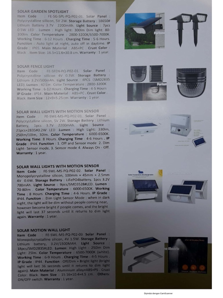 Jenis Lampu & Spesifikasi | PDF