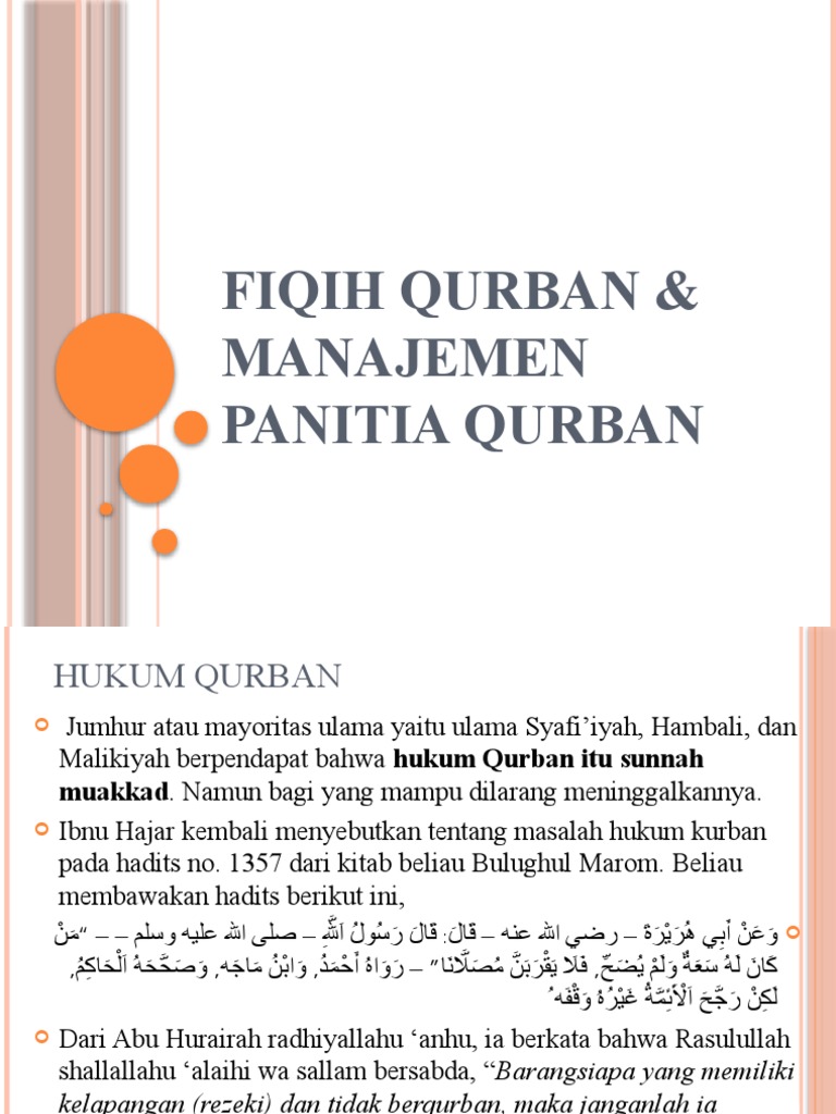 Fiqih Qurban & Manajemen Panitia Qurban | PDF