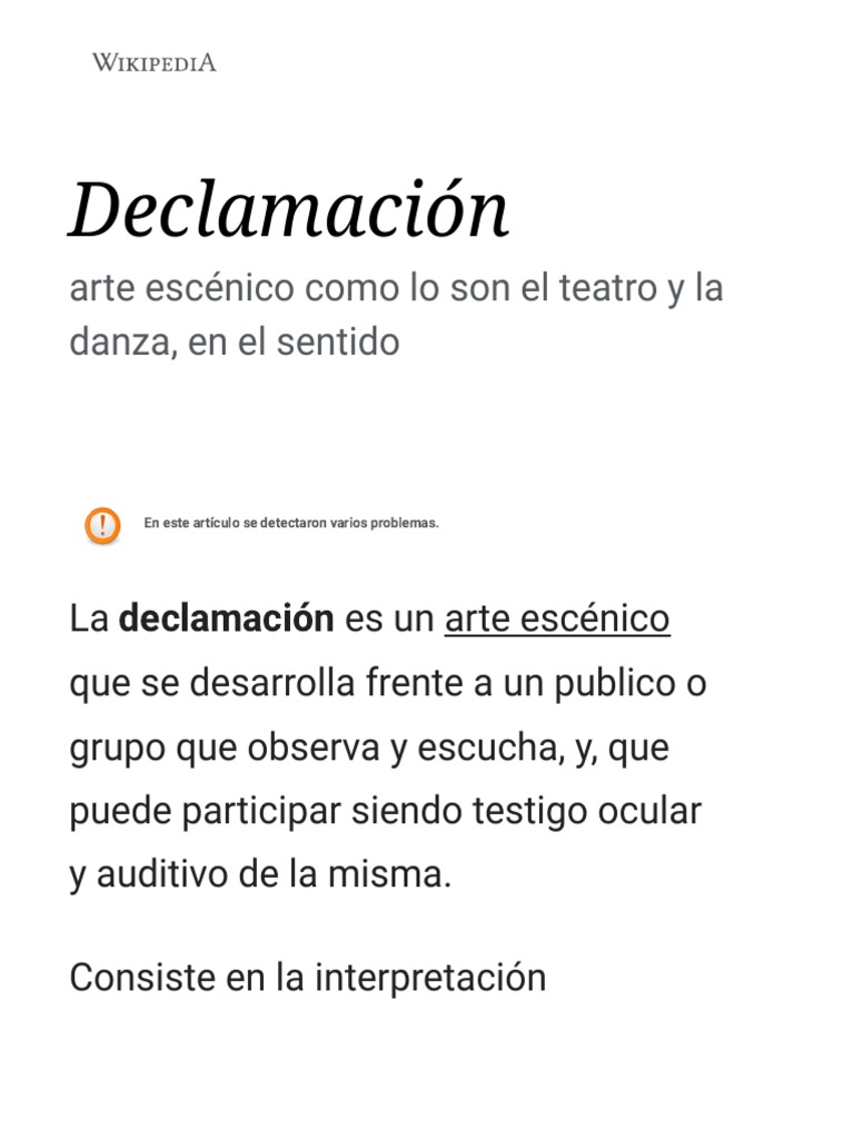 Declamación - Wikipedia, La Enciclopedia Libre | PDF | Comunicación humana