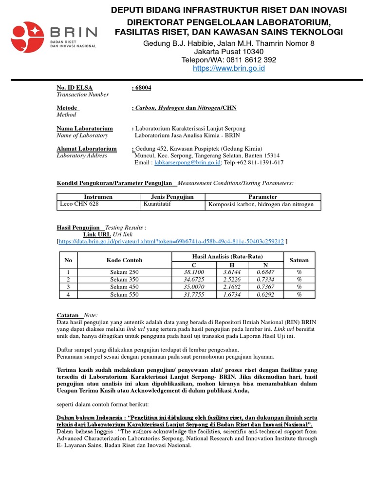 Laporan Hasil Uji CHN | PDF