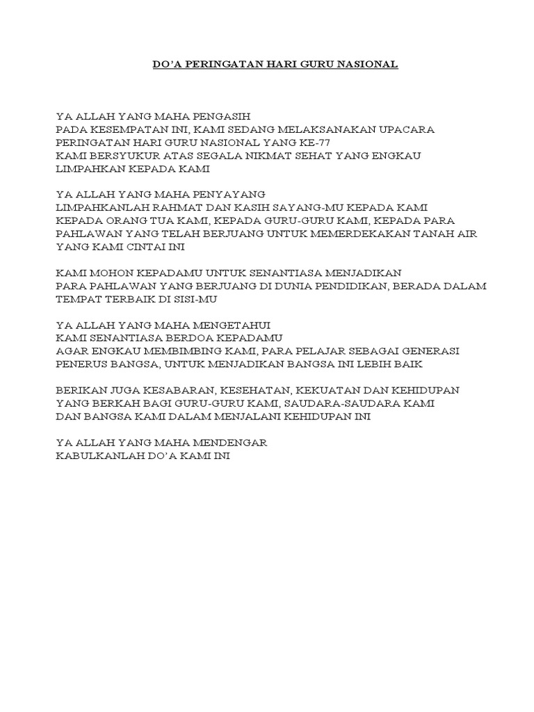 Doa Peringatan Hut Pgri | PDF | Kesehatan Holistik | Agama & Spiritualitas