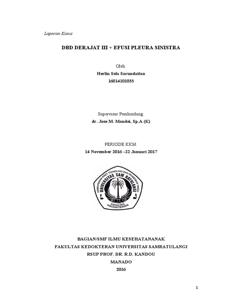 DBD Derajat III & Efusi Pleura: Kasus Anak | PDF | Sains & Matematika