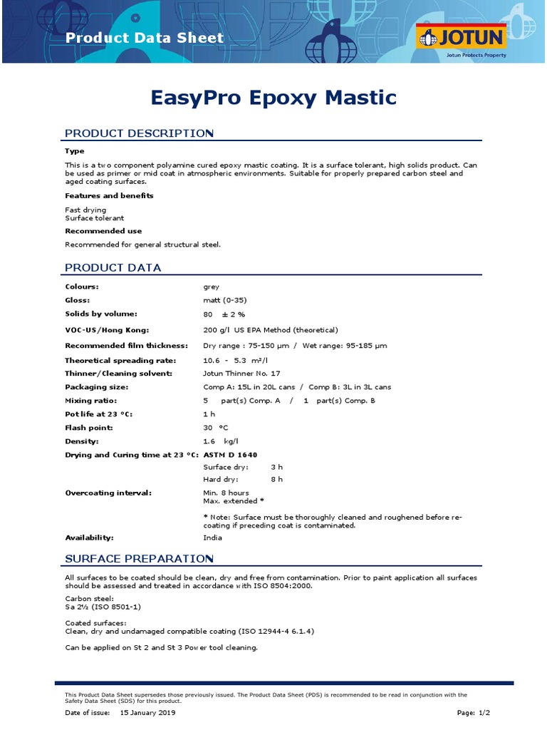 EasyPro Epoxy Mastic 2019 | PDF | Paint | Physical Sciences