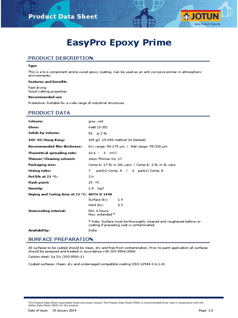 EasyPro Epoxy Prime Product Overview | PDF | Epoxy | Paint