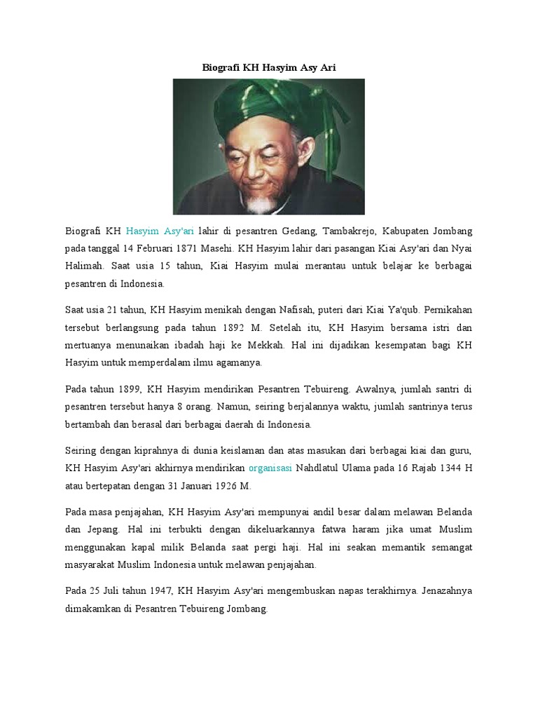 Biografi KH Hasyim Asy Ari | PDF