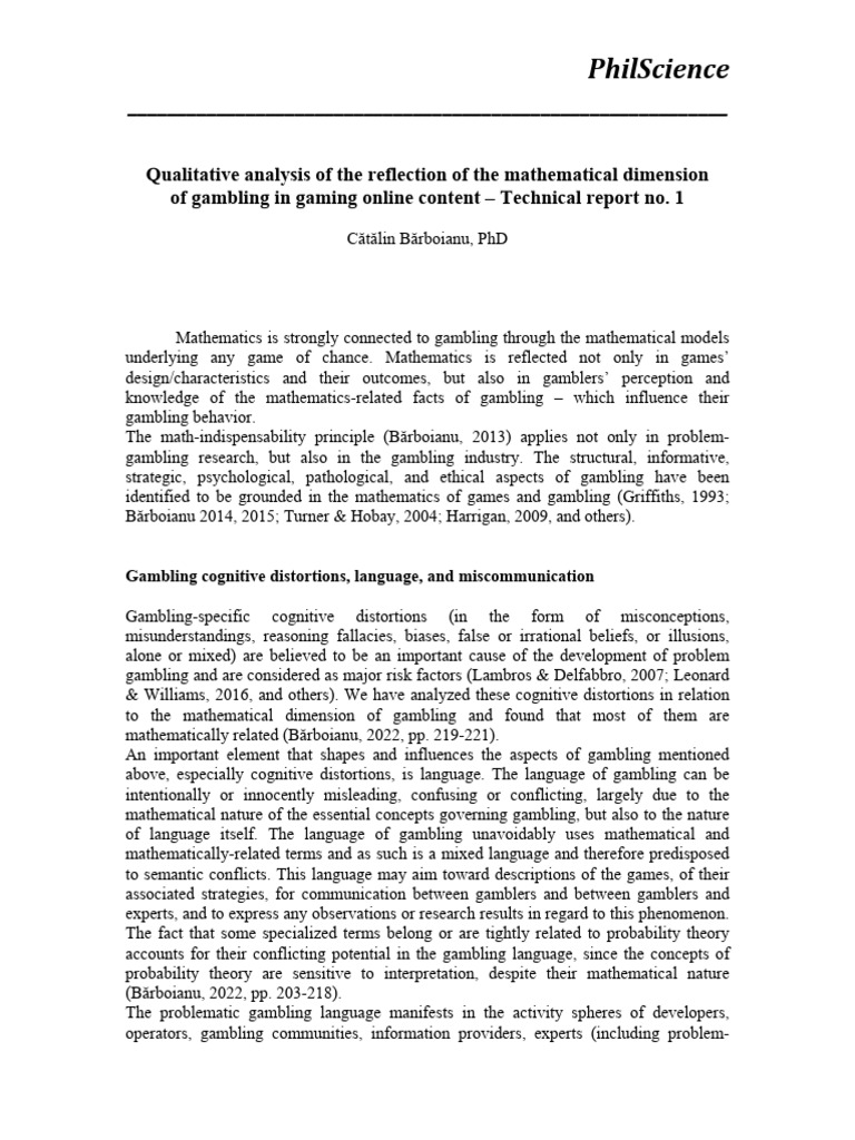 Qualitative Analysis of The Reflection of The Mathematical Dimension of Gambling in Gaming ...