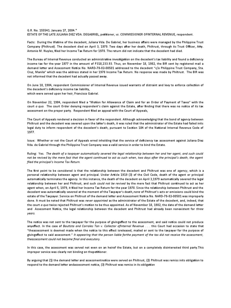 Estate of Vda de Gabriel vs. CIR | PDF | Taxes | Internal Revenue Service