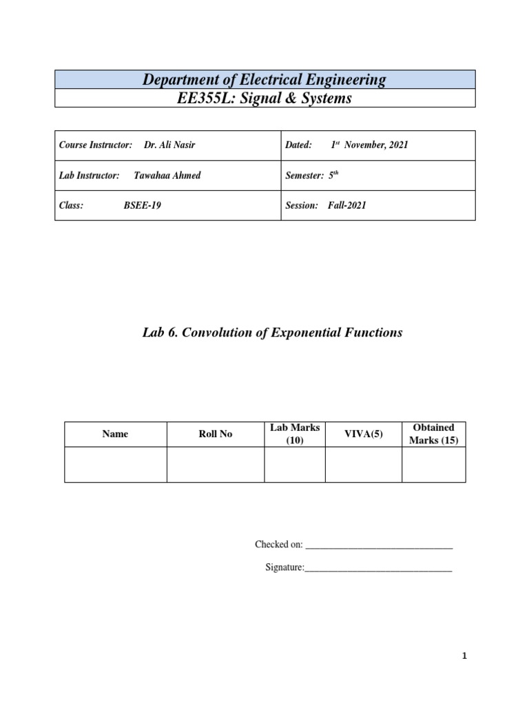 Convolution of Exponential Functions Lab Report | PDF | Convolution ...
